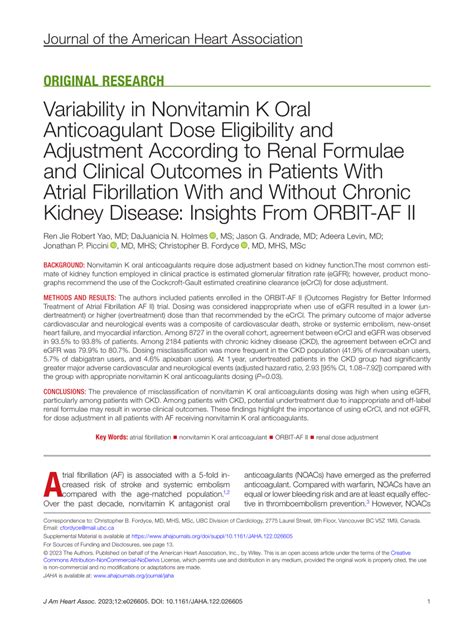 Pdf Variability In Nonvitamin K Oral Anticoagulant Dose Eligibility