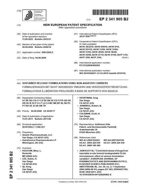 new european patent specification sustained release formulations using