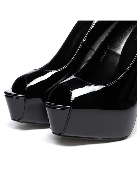 Beliza Black Shiny Shoebidoo Shoes Giaro High Heels