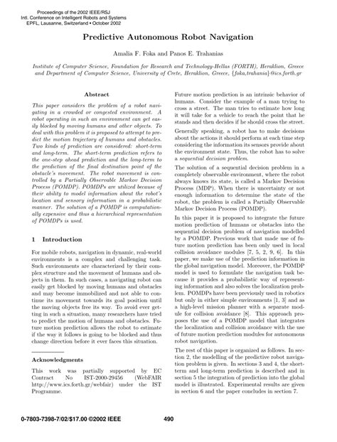 Pdf Predictive Autonomous Robot Navigation