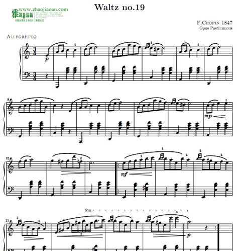 肖邦 Waltz Op19钢琴谱