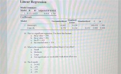 Solved Linear Regression 14 This Is A Significant