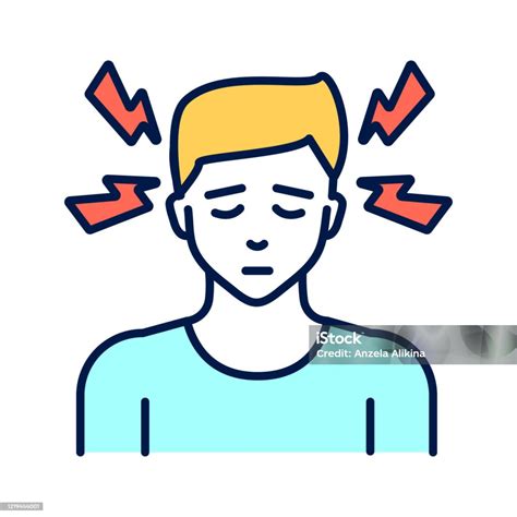 두통 선 색상 아이콘입니다 알레르기 증상 감기 독감 웹 페이지 모바일 앱 프로모션에 대한 픽토그램 Ui Ux Gui 디자인