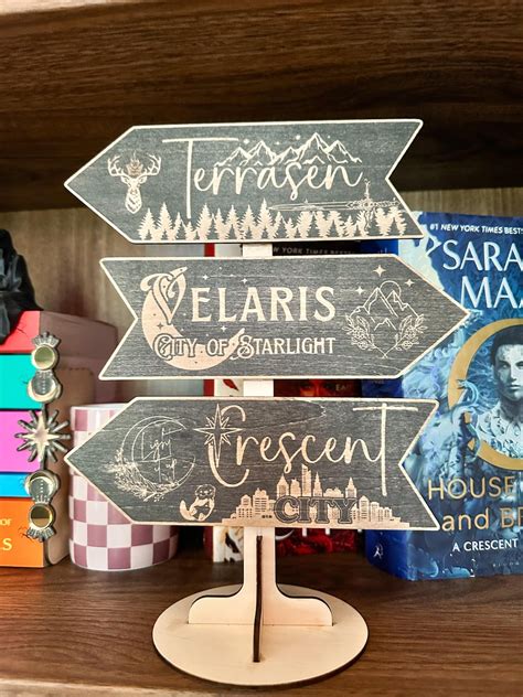 Library Sign Post Terrasen Velaris Crescent City Bookish Booktok