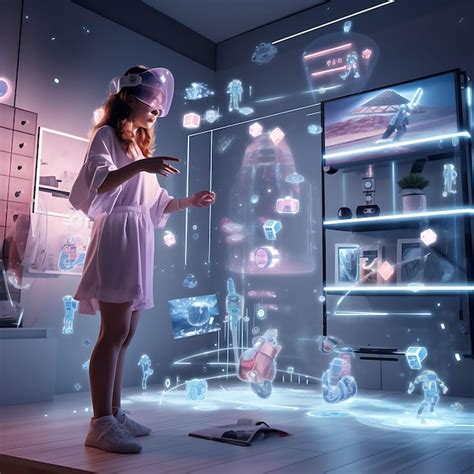 Premium Photo Photo Of Augmented Reality Game Room Girls With Ar