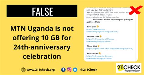 Fact Check Is MTN Uganda Offering 10 GB Free Data To Its Subscribers For 24th Anniversary No