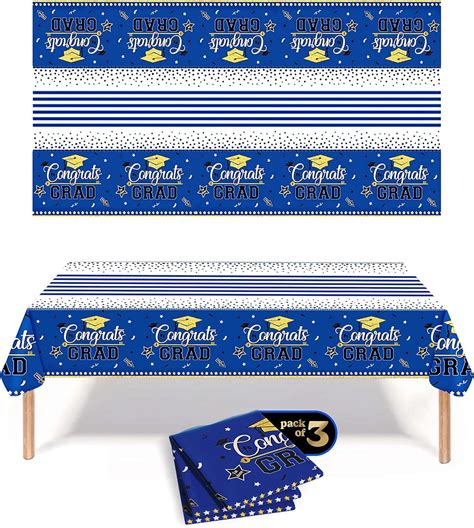 House Of Party Graduation Tablecloth 3pcs 54x108 Blue