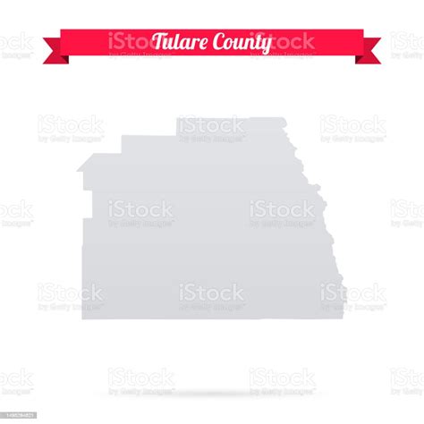 Tulare County California Map On White Background With Red Banner Stock