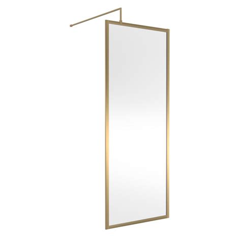 Hudson Reed 800mm Full Outer Frame Wetroom Screen In Brushed Brass