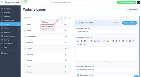 Custom Page Custom Feature Custom Page Custom Feature Simplybookme