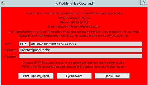 Known Issue Error 1925 Unknown Member Statusbar When Opening The