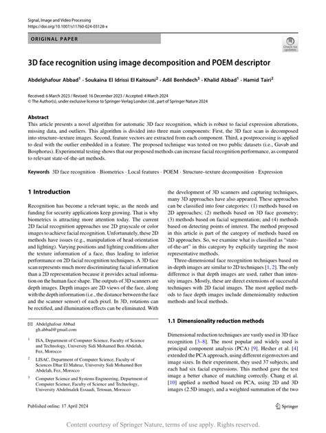 3d Face Recognition Using Image Decomposition And Poem Descriptor
