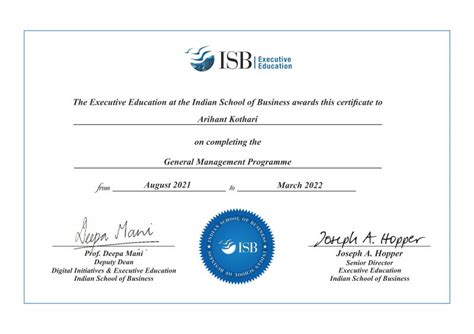 Arihant Kothari On Linkedin Completed The General Management Programme