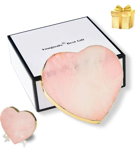 Rose Quartz Heart Coasters Set Of 4