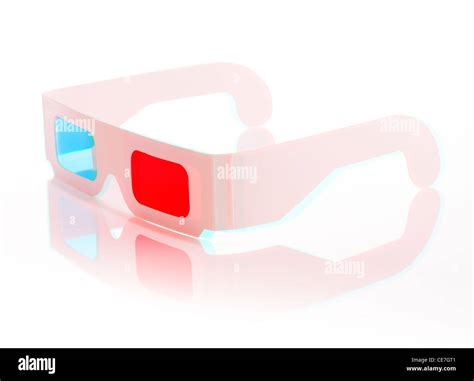 Stereoscopic Anaglyph 3d Image Of Disposable Paper 3d Glasses Stock