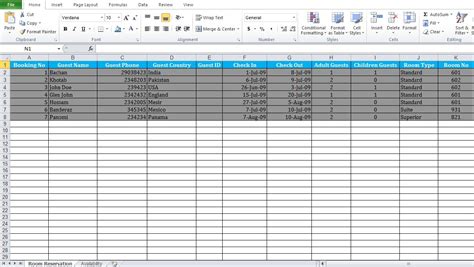 Sample Of Hotel Reservation Template Excel Tmp