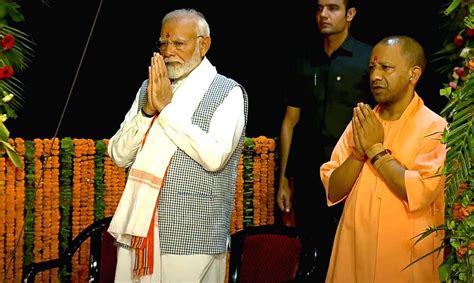 Prime Minister Narendra Modi With Uttar Pradesh Chief Minister Yogi Adityanath Performs Ganga