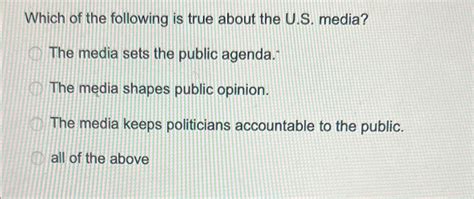 Solved Which Of The Following Is True About The Us