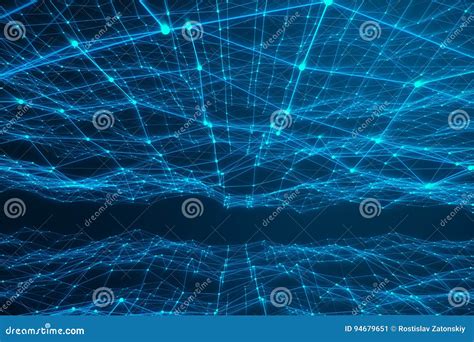 Technological Connection Futuristic Shape Blue Dot Network Abstract