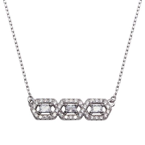 Sterling Silver Rhodium Plated Triple Sustainable Gemstone Pendant