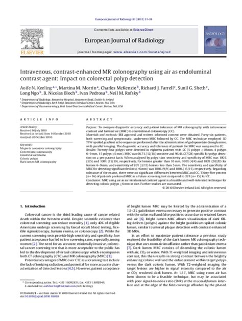 Pdf Intravenous Contrast Enhanced Mr Colonography Using Air As