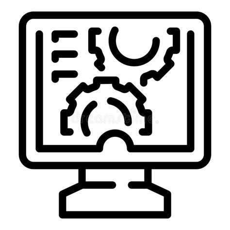 Monitor Operator Icon Outline Vector Worker Industry Stock Vector
