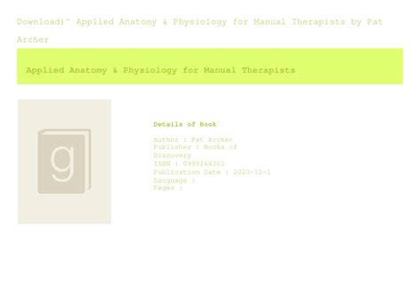 Ppt Download Applied Anatomy And Physiology For Manual Therapists By