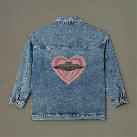 Ufo Denim Jacket Womens Flying Saucer Jean Gravity Heart Alien Long