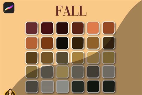 Fall Procreate Color Palette 30 Swatch Brush Galaxy