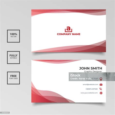 미니멀 한 명함 빨간색과 흰색 색상 수평 간단한 깨끗한 템플릿 벡터 디자인 개념에 대한 스톡 벡터 아트 및 기타 이미지 개념 고정됨 공란 Istock