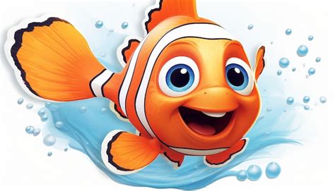 Premium Photo Happy Cute Nemo White Background Sticker Format