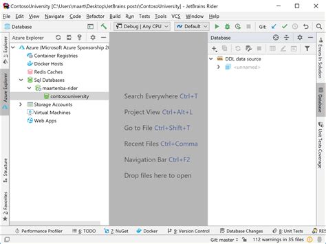 Work With Databases And The Azure Cloud Shell Azure Toolkit For Rider 20183 Eap The Net