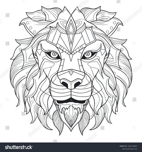 D Vector Illustration Line Art Lion Stock Vector Royalty Free Shutterstock
