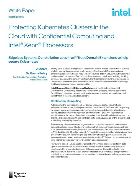 Protecting Kubernetes Clusters In The Cloud With Confidential Computing