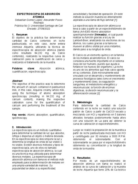 Espectroscopia De Absorción Atómica Pdf Espectroscopia