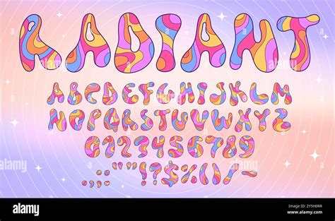 Rainbow Retro 60s Hippie Typeface Groovy Font Psychedelic Type Bold