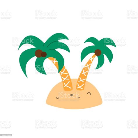 작은 섬에 코코넛과 야자수 흰색 배경에 평면 만화 스타일의 벡터 삽화 0명에 대한 스톡 벡터 아트 및 기타 이미지 0명 계절 관광 Istock