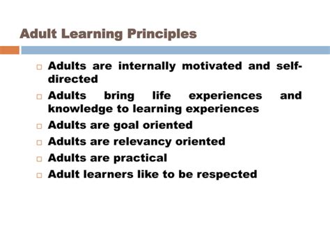 Adult Learning Theory And Principles Ppt