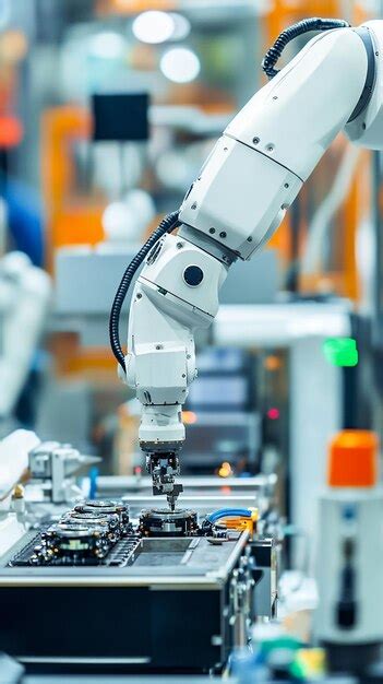 Factory Worker Operating A Robotic Arm Premium Ai Generated Image