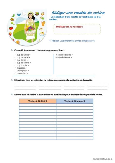 36 Recette Français FLE fiches pedagogiques pdf doc
