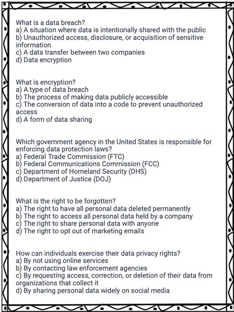 Data Privacy And Protection Multiple Choice Quiz Teaching Resources