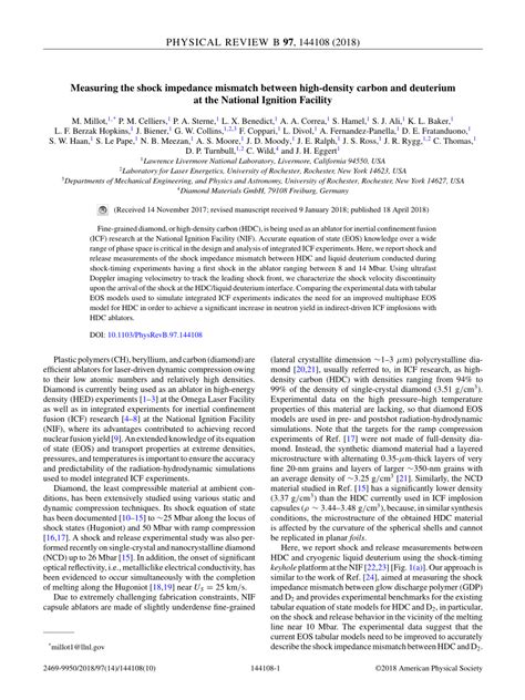 Pdf Measuring The Shock Impedance Mismatch Between High Density
