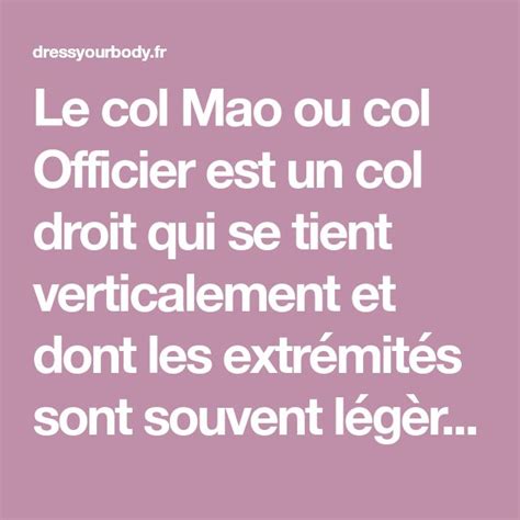 Le Col Mao Col Mao Col Officier Couture Cols