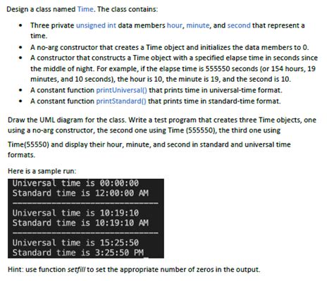 Solved Design A Class Named Time The Class Contains •