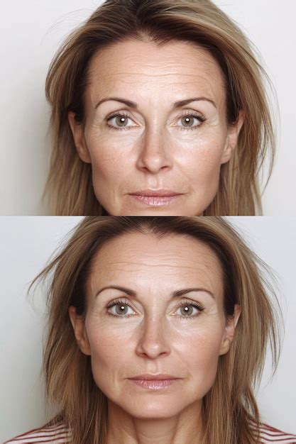 Middle Aged Woman Showing Results Of Anti Aging Therapy On Forehead