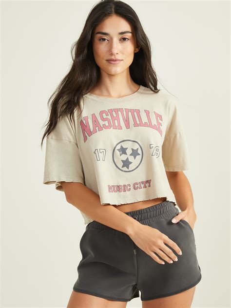 Nashville Cropped Tan Graphic Tee