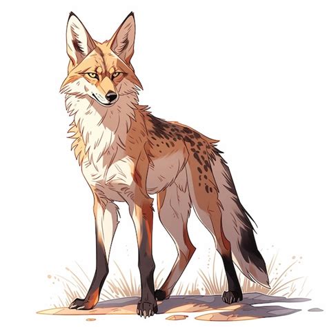 Premium Ai Image There Is A Drawing Of A Fox Standing In The Grass