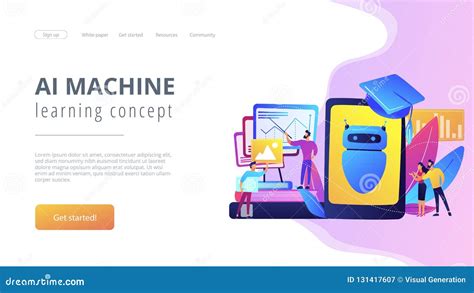 Chatbot Self Learningconcept Landing Page Stock Vector Illustration