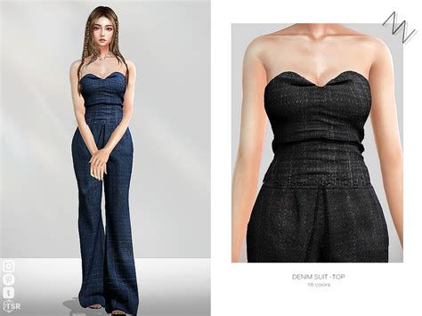Znsims Denim Suit Top Sims 4 Mods Clothes Sims 4 Clothing Sims 4