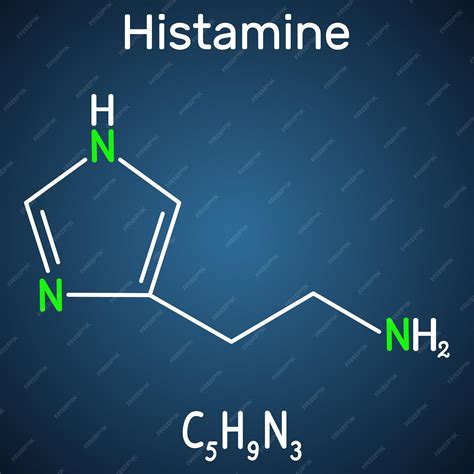 Premium Vector Histamine Molecule Structural Chemical Formula On The Dark Blue Background